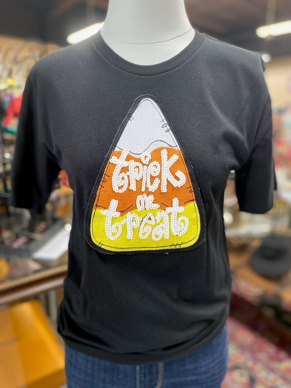 Candy Corn Sequin Patch T-shirt – La Grange Cotton Gin